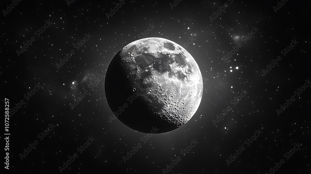 Realistic digital moon wallpaper with bright night sky stars image ...