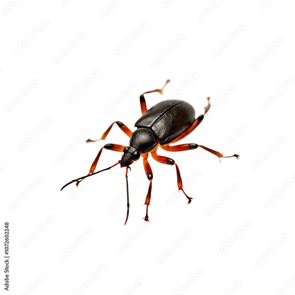 Black weevil with red legs on isolated transparent background. Insect ...