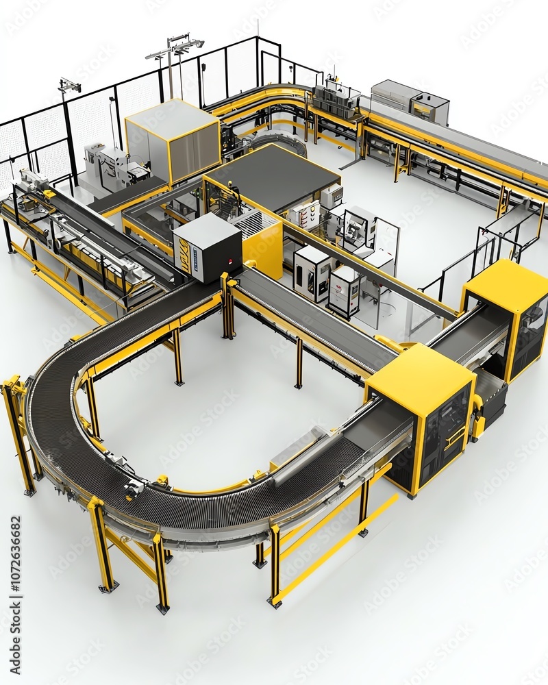 Automated assembly line with cobots, smart conveyor systems, computer ...