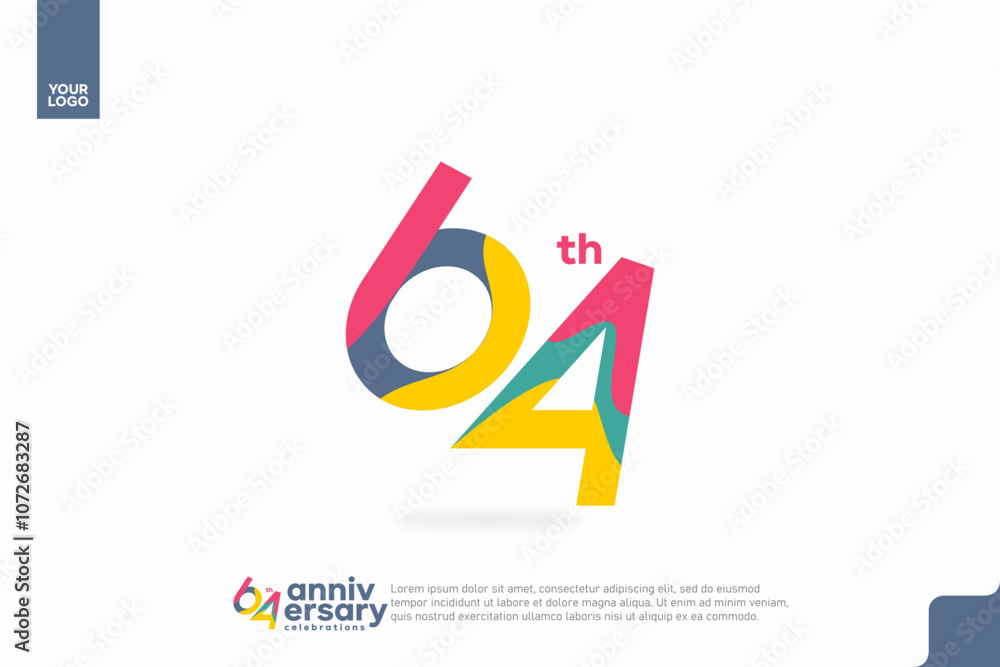 Number 64 logo icon design, 64th birthday logo number, anniversary 64 ...