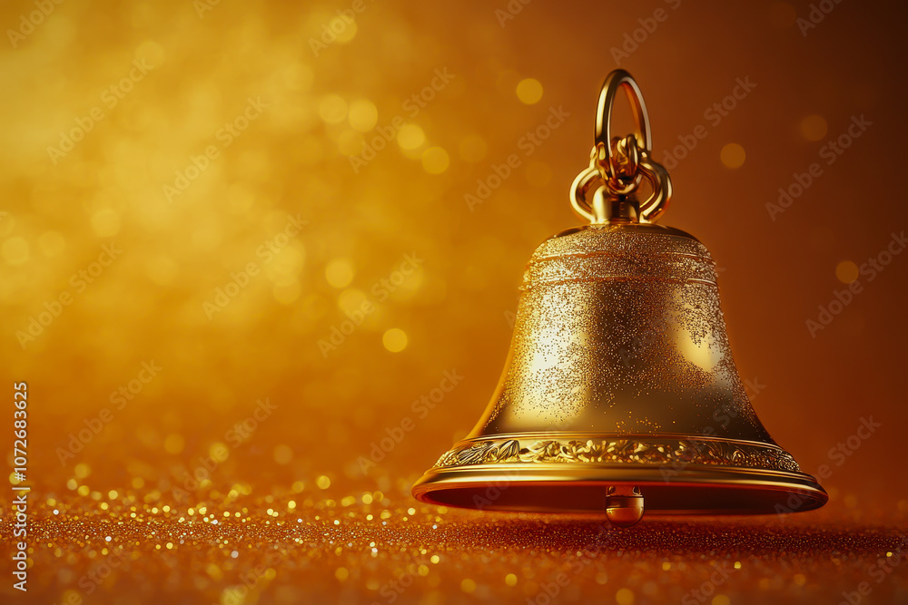 Shimmering Golden Bell on a Sparkling Background Ideal for Celebratory ...