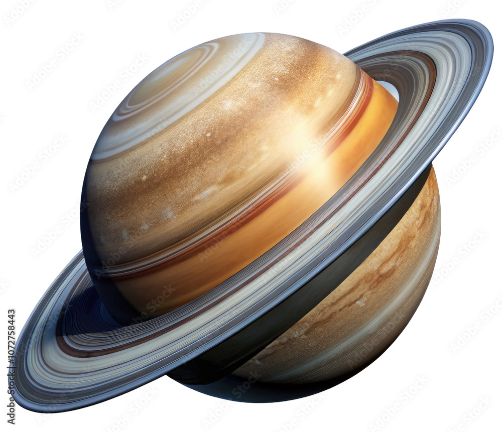 3D Saturn Planet Isolated on Transparent Background, Realistic Space ...
