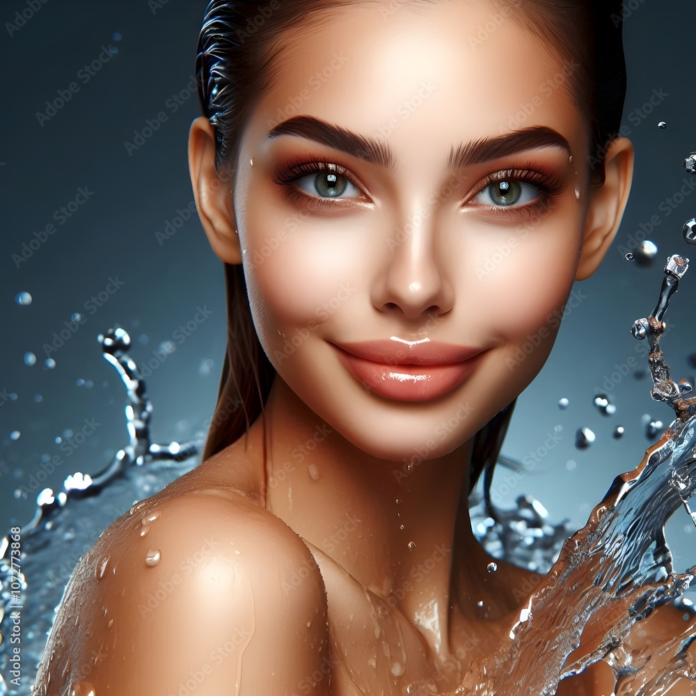Radiant and Real Young Woman Captured in Water Splash Art 4 Stock ...