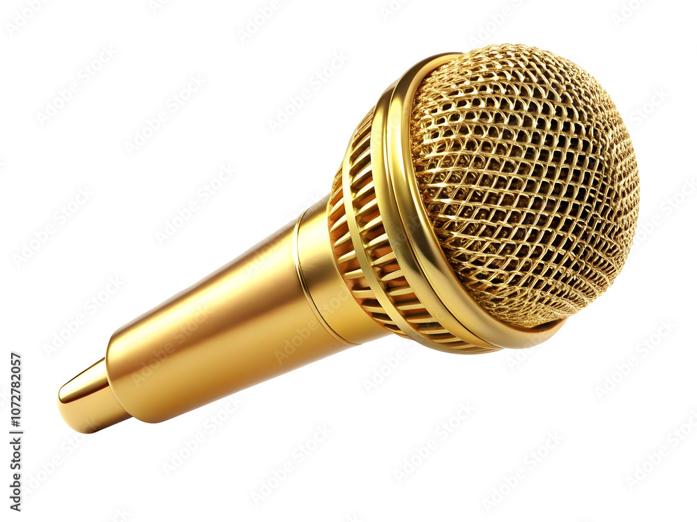 Shine golden mic isolated on transparent background Png Stock Photo ...