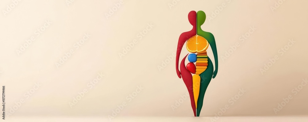 Illustration of a human body silhouette with labels for risk factors ...
