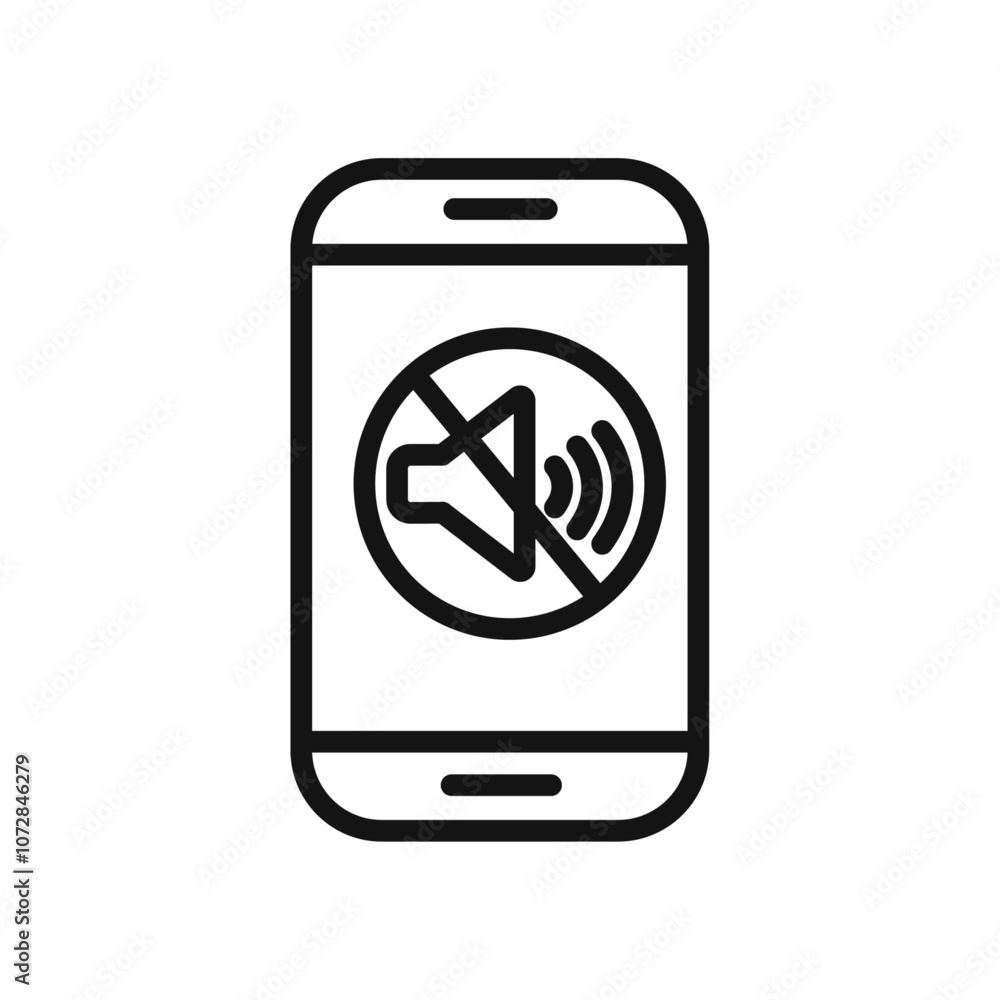 silent phone icon vector line logo art Stock Vector | Adobe Stock