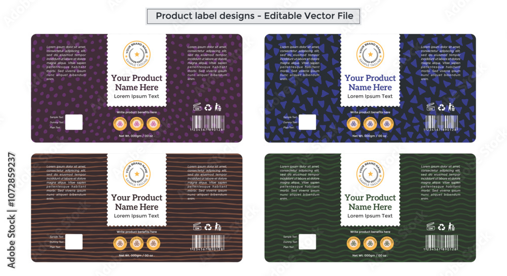 Vetor Product label design template hand drawn pattern texture cosmetic ...