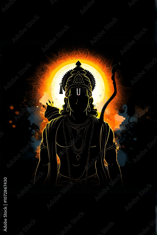 Glowing Lord Ram .Hindu Deity Rama .Illustration of Lord Ram glowing in ...