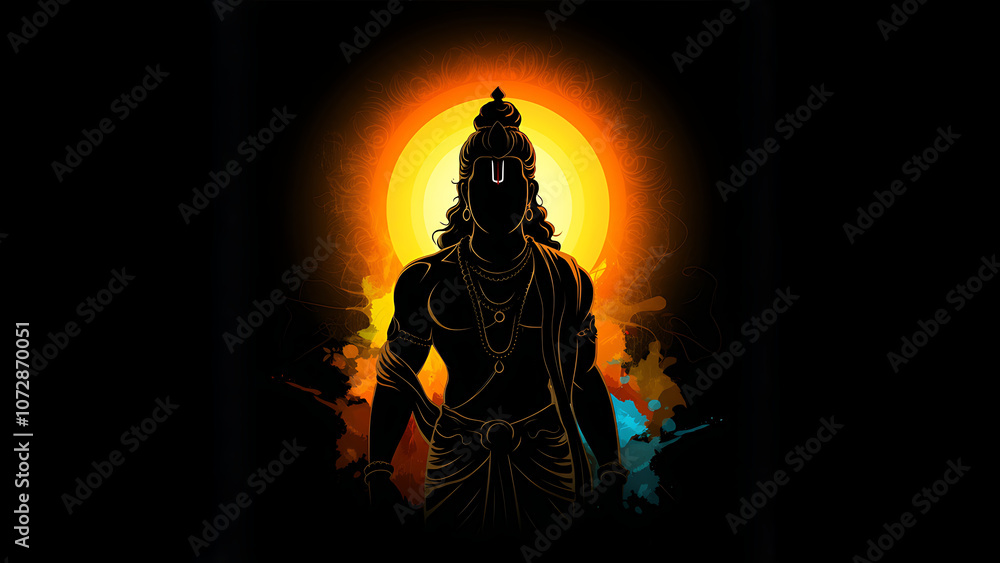 Glowing Lord Ram .Hindu Deity Rama .Illustration of Lord Ram glowing in ...