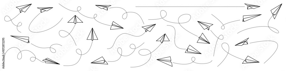 editable paper airplane flights, paper craft plane and line routes ...