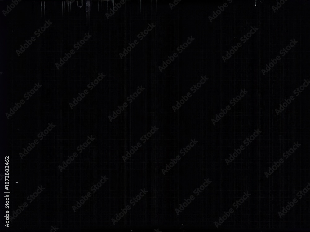 Overlay of vintage VHS noise on a dark black background with distortion ...