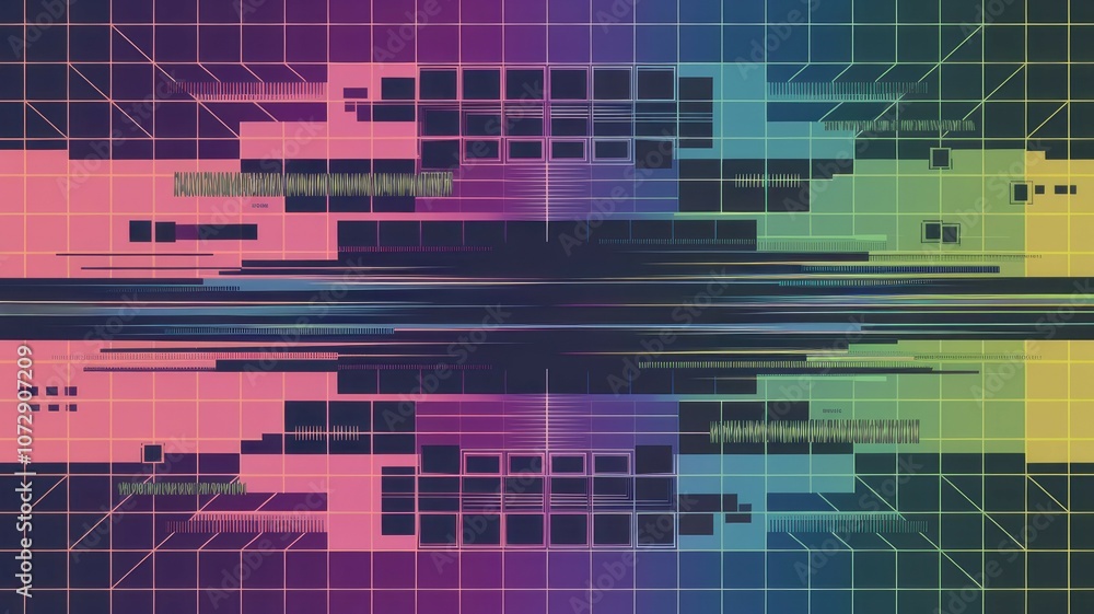 Glitch art abstract design. Psychedelic digital distortion; vibrant ...