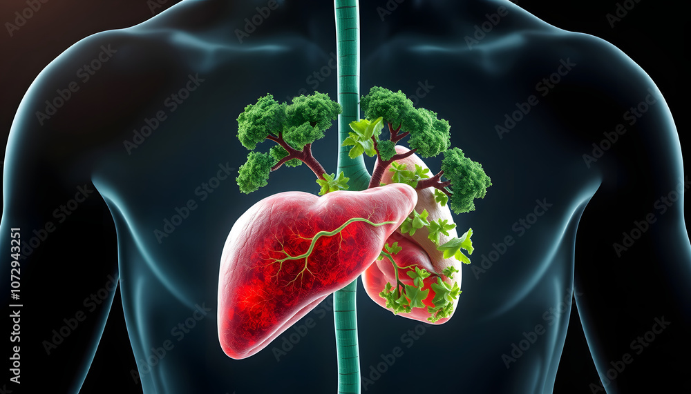 Stock-Illustration „Realistic liver images are human green tree shapes ...