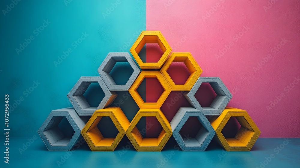 Virtual hand stacking hexagonal blocks with symbols of e-learning tools ...