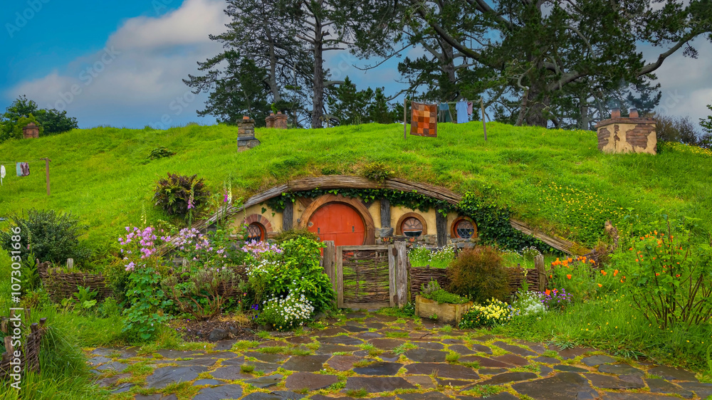 MATAMATA- NEW ZEALAND -NOVEMBER -2- 2022: Hobbiton - movie set created ...