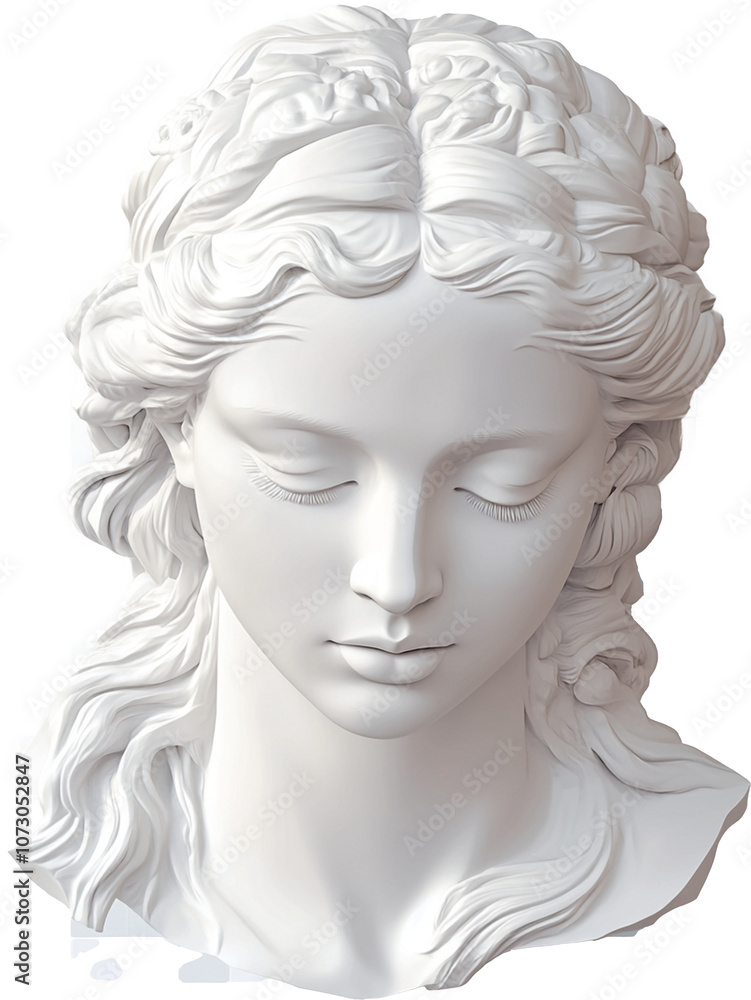 Gypsum copy of ancient statue Venus head isolated on transparent ...