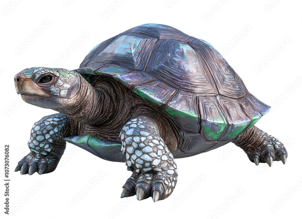 Two cartoon turtles one realistic and one cute isolated transparent ...