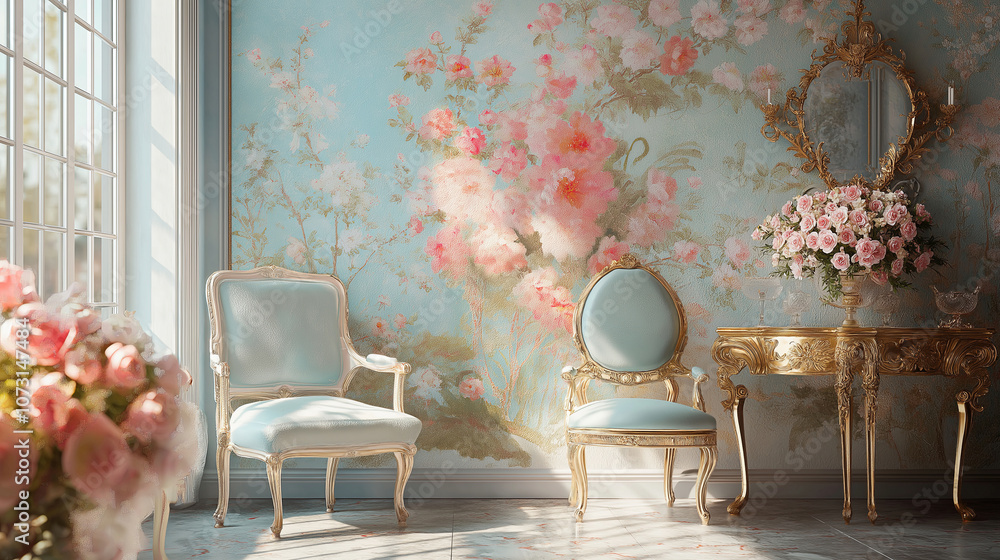 Rococo and Baroque Style Blend with Pastel Colors Stock Illustration ...