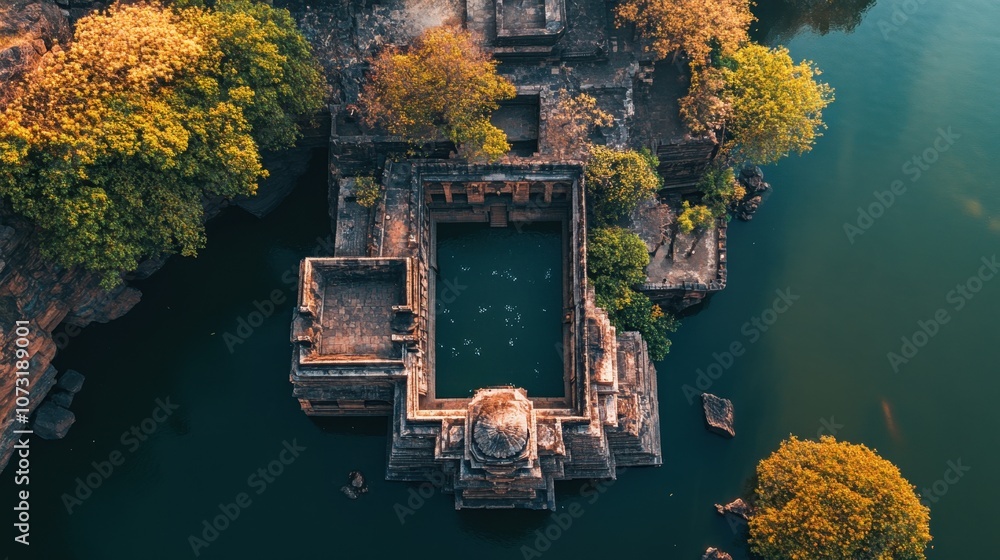 Ilustración de Stock An aerial view of the iconic Rani Padmini Palace ...