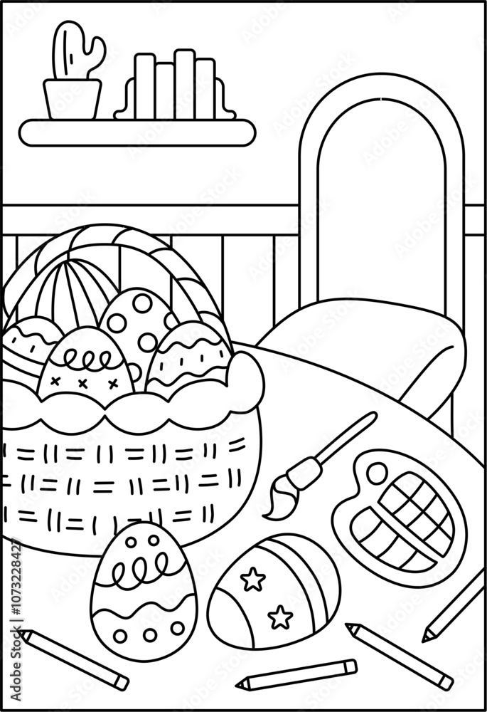 Easter Outline Coloring Page for Kid Printable Stock Vector | Adobe Stock