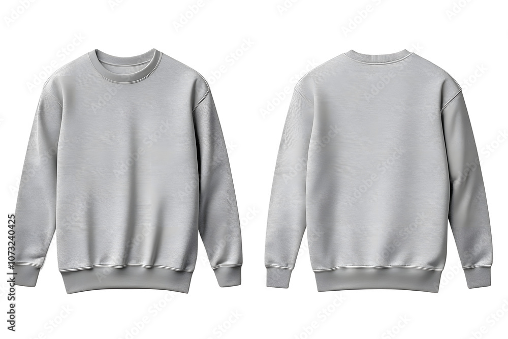 Light gray crew neck sweater front and back mock up with minimalist ...