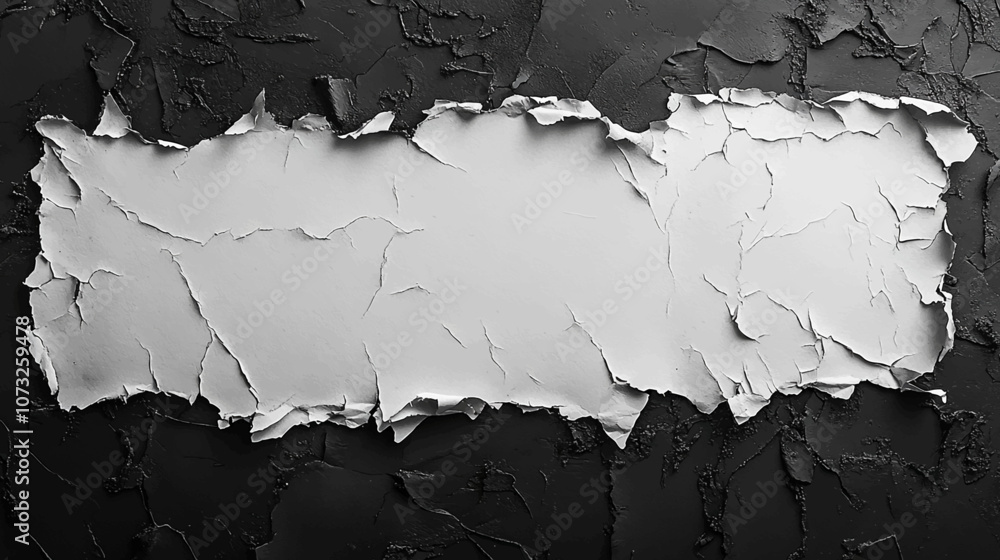 Old ripped torn blank black in side and white in center posters ...