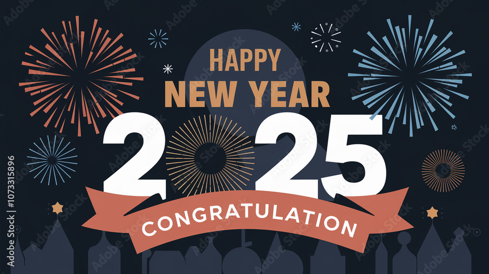 "Hello 2025" greeting card design with "Happy New Year 2025" text and ...