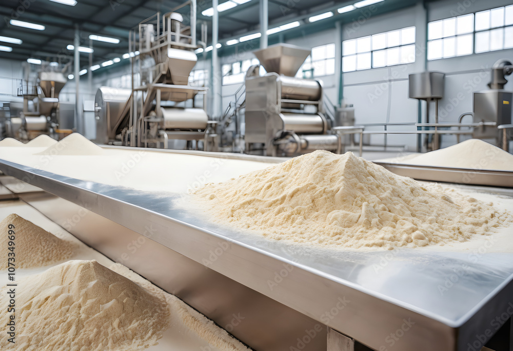 Wheat flour manufacturing in modern factory Stock Photo | Adobe Stock