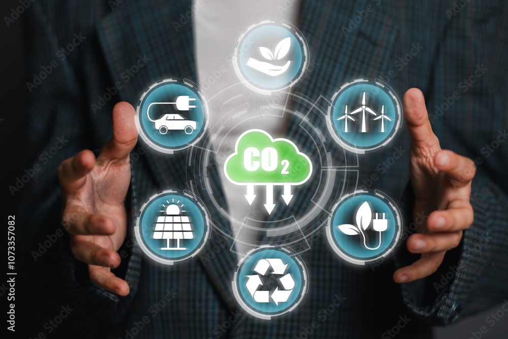 Visual representation of strategies to reduce CO2 emissions and carbon ...