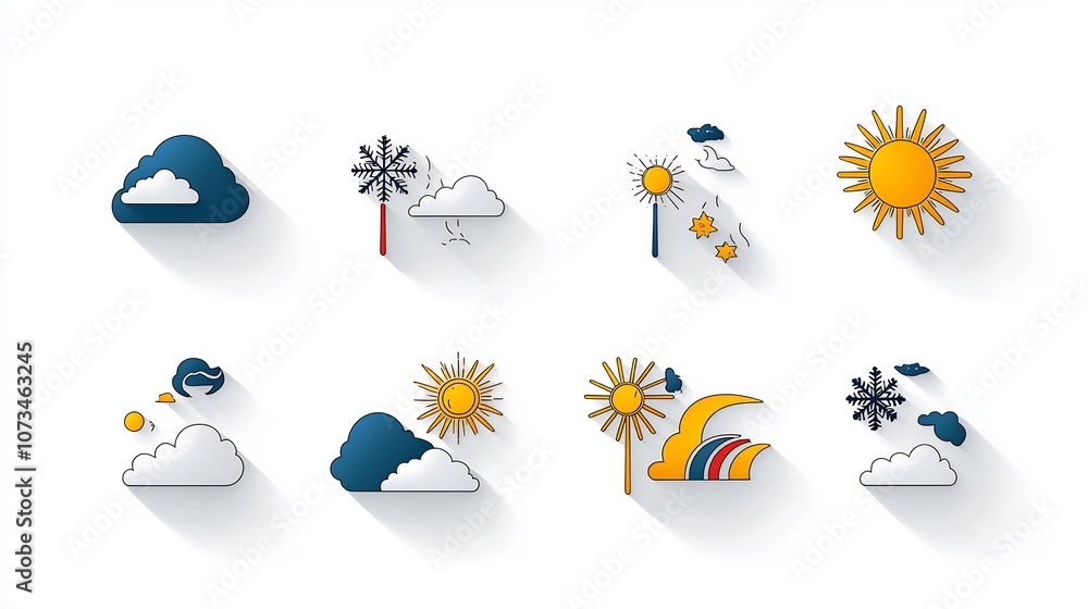 Collection of minimalist weather icons in editable outline style ...