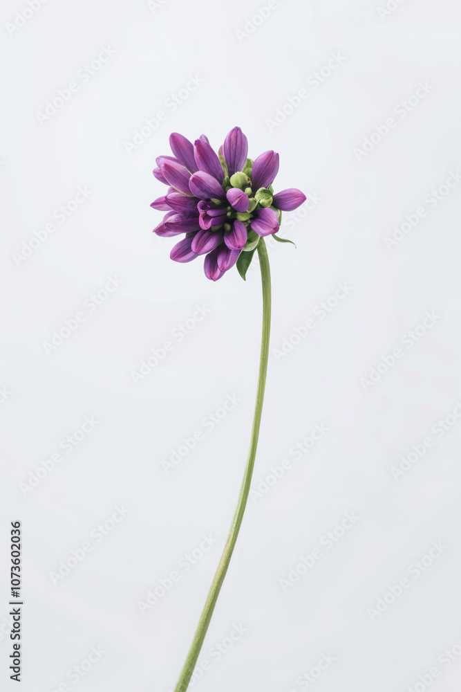 Single purple flower illustration on a white background. Minimal and ...