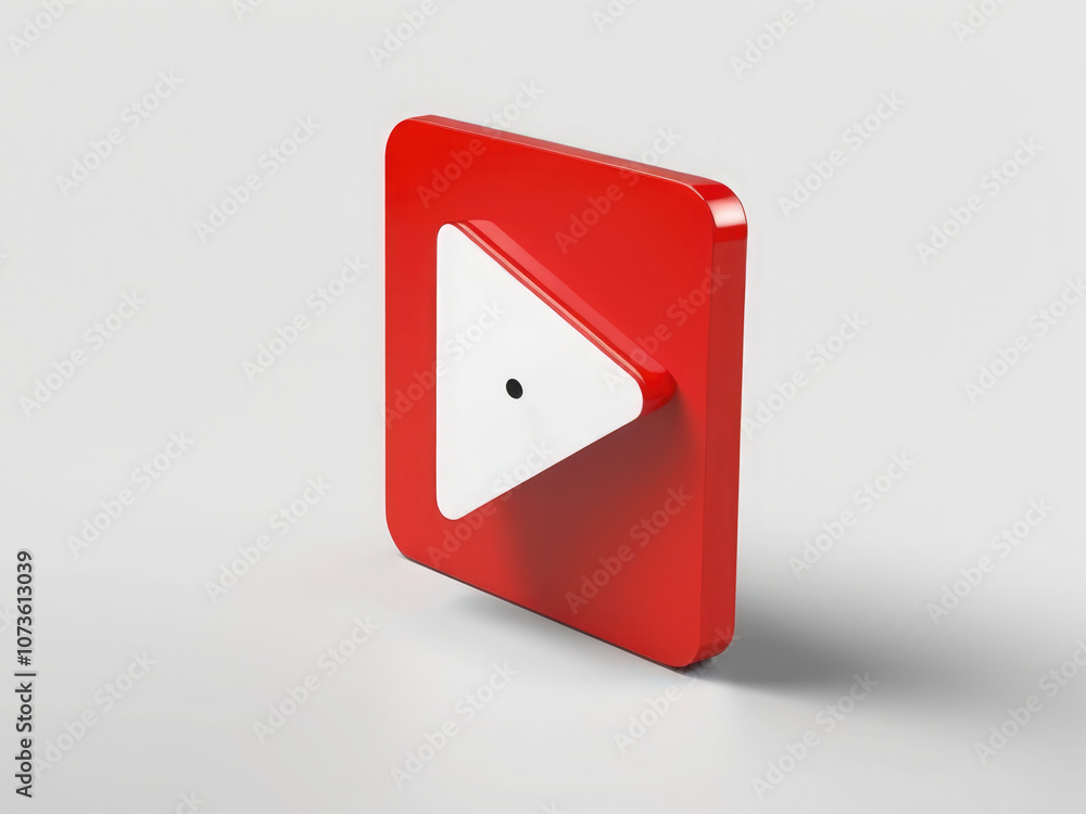 Transparent PNG available 3d YouTube logo play button red square white ...