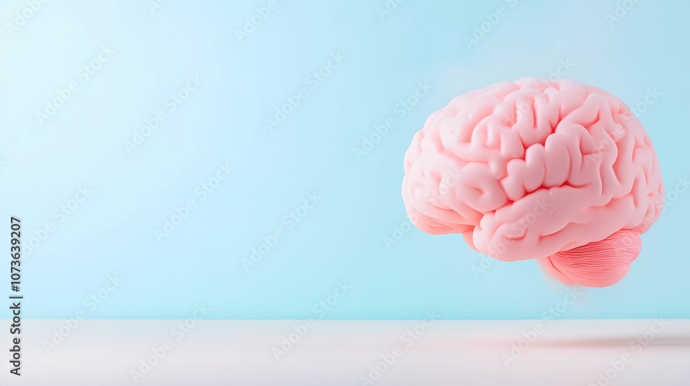 Side view of human brain on blue background. For World Brain Day ...