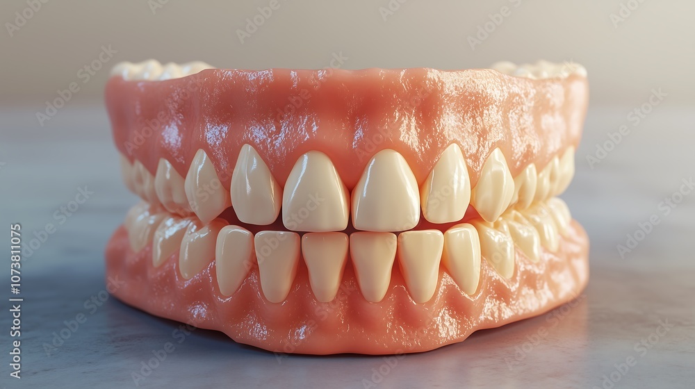 A realistic 3D model of human teeth for dental education, displaying a ...