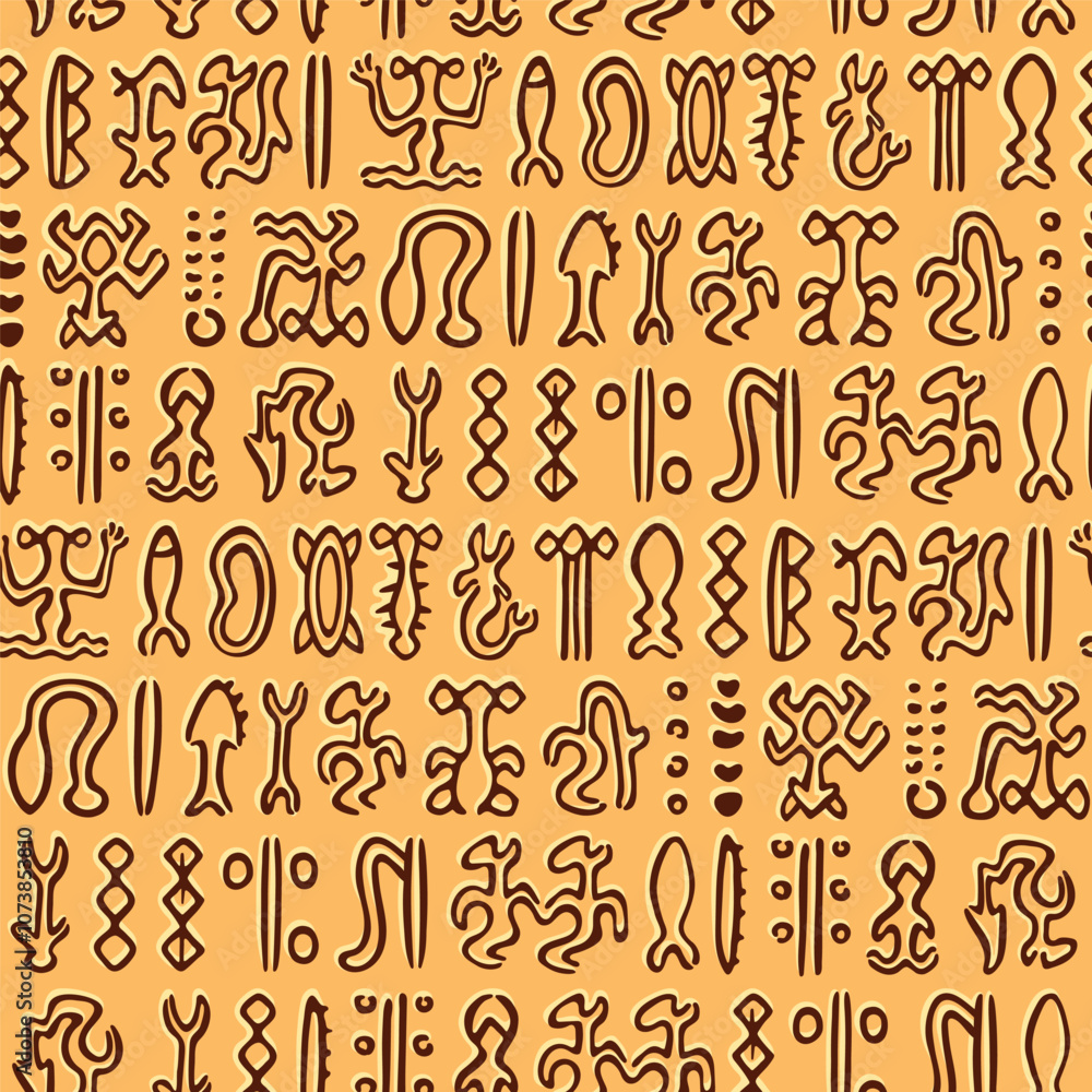 Seamless pattern gryph Rongorongo on Easter island or Rapa Nui ...