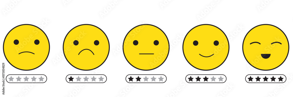 feedback emoji. emoticons set , rating scale of customer satisfaction ...