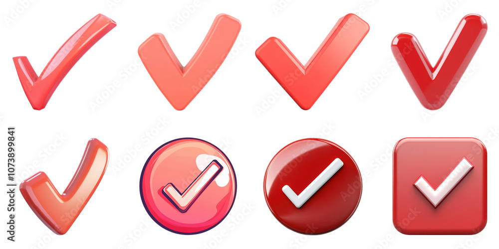 Red check mark png collection in 3d transparent for product ...