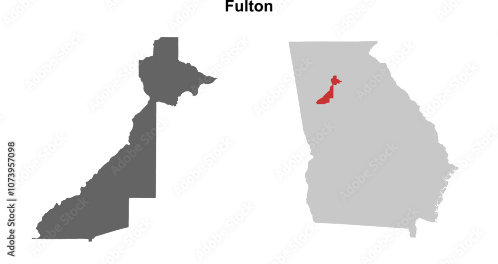 Fulton County (Georgia) blank outline map set Stock Vector | Adobe Stock