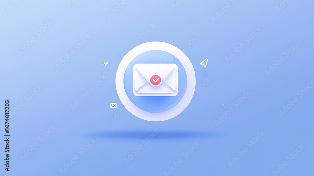 A white message bubble with an envelope icon and one red dot on blue ...