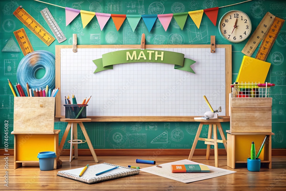 Blank Banner for Math Theme with Essential Tools Including Rulers ...