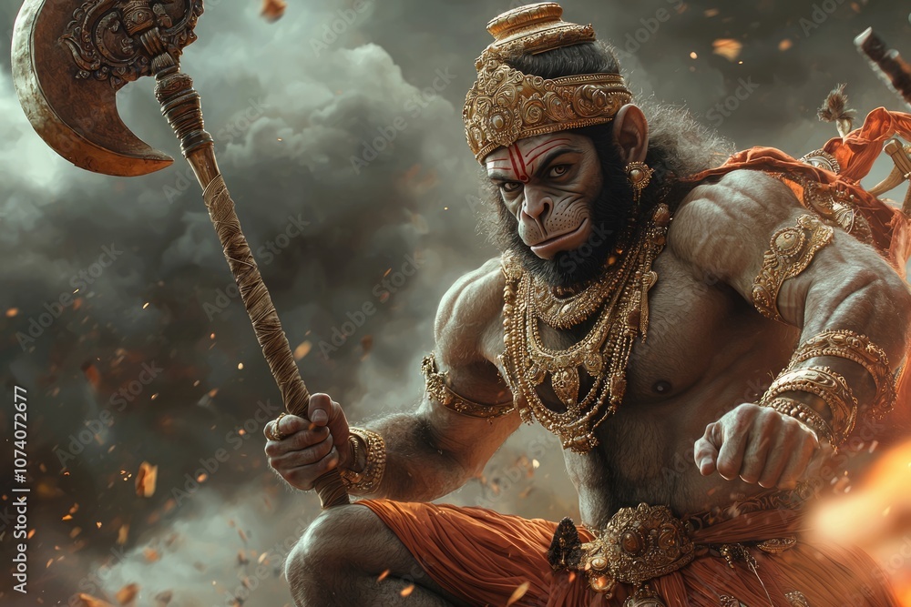 Divine figure: Hanuman, son of Vayu, central character in Ramayana ...