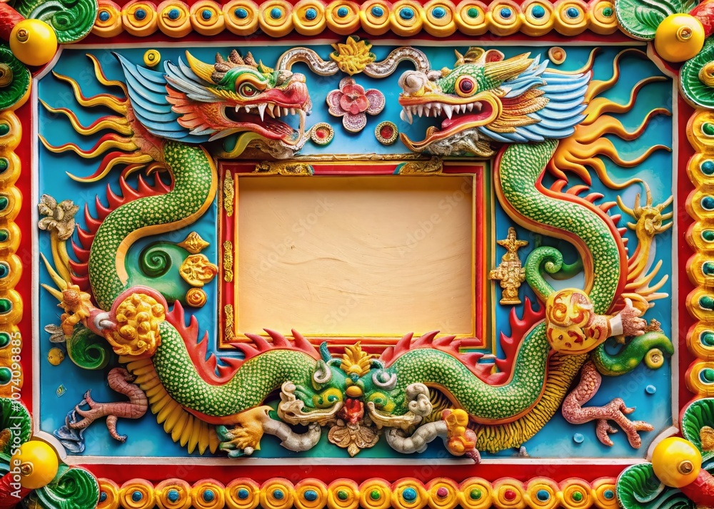 Festive Chinese Dragon Photo Frame with Traditional Asian Ornamentation ...