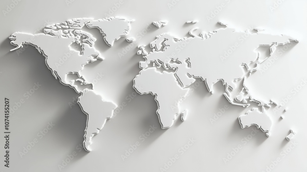 background with 3d world map model showing continents and countries ...