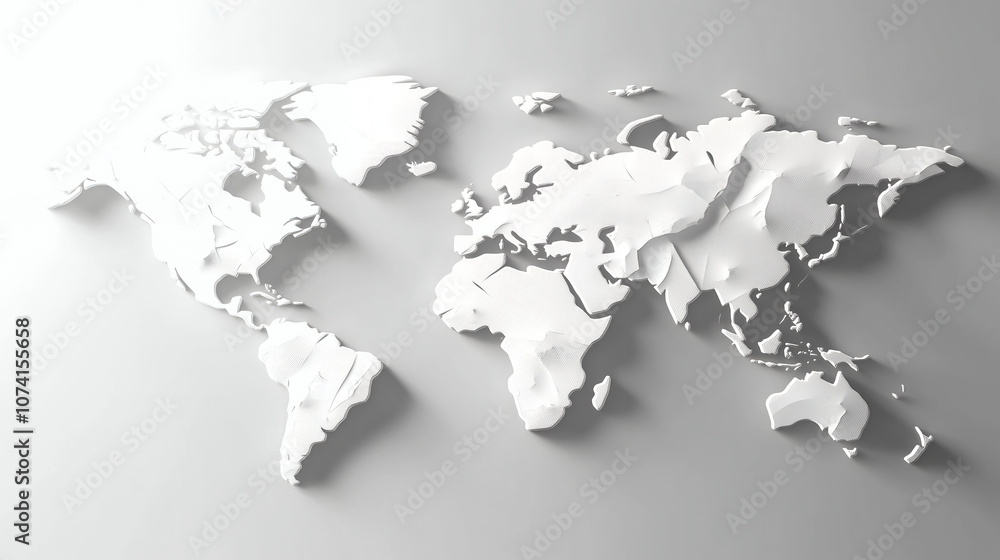 background with 3d world map model showing continents and countries ...