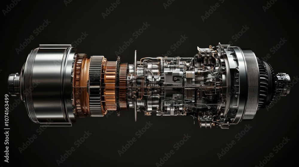 Cross section view of a turbofan jet engine Stock Photo | Adobe Stock