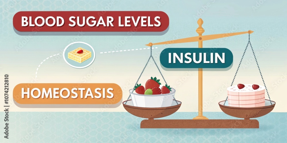 Blood Sugar Balance An infographic visual showing sugar levels in a ...