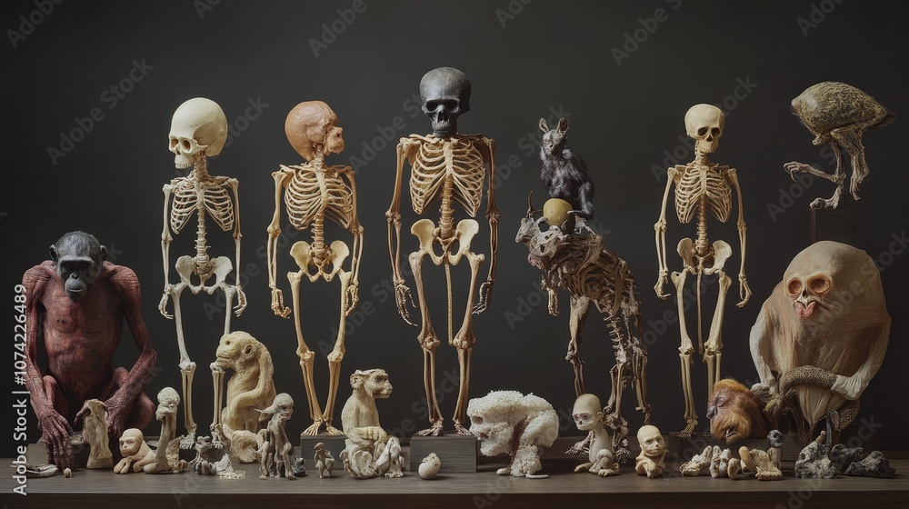 A visual comparing the evolution of humans and other primates, showing ...