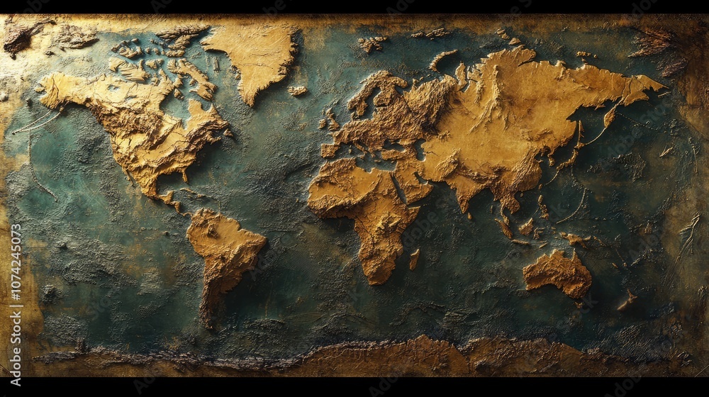 High-resolution world map with topographic details, showing landforms ...