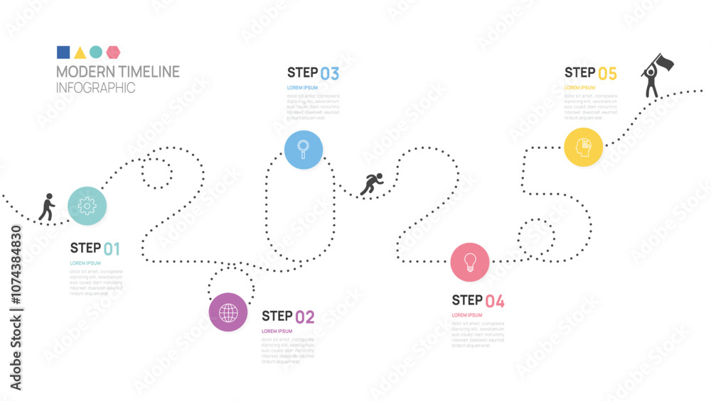 ladder Business Infographic 5 steps timeline journey to success growth ...