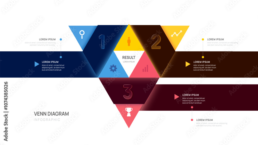 Infographic Venn diagram chart triangle template for business 3 steps ...
